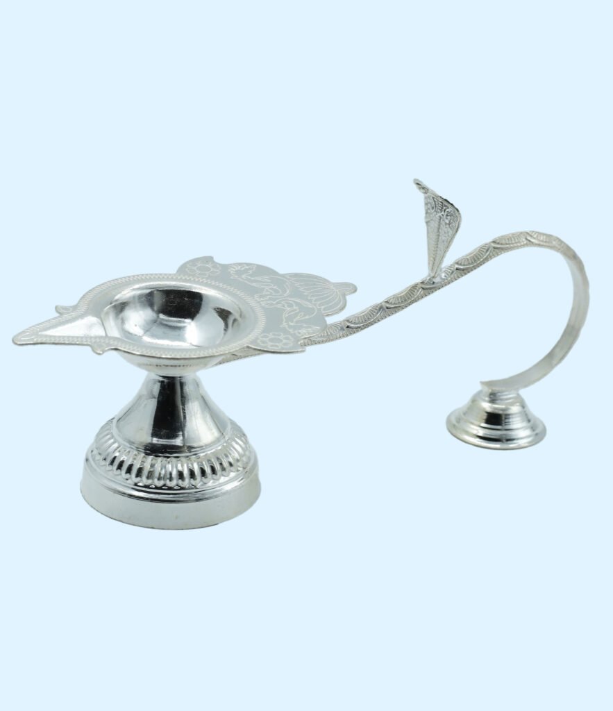 Sheshnag Silver Ek Aarti Stand for Sacred Offerings - Dharmik Jewels