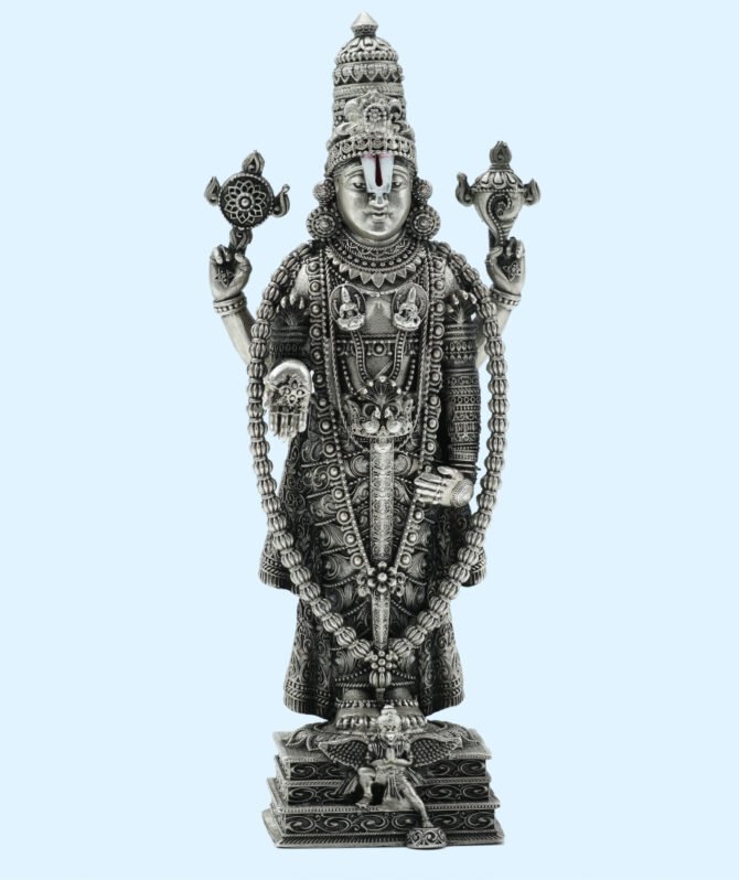 Rare Antique 3D Silver Lord Vishnu Murti Idol - Dharmik Jewels