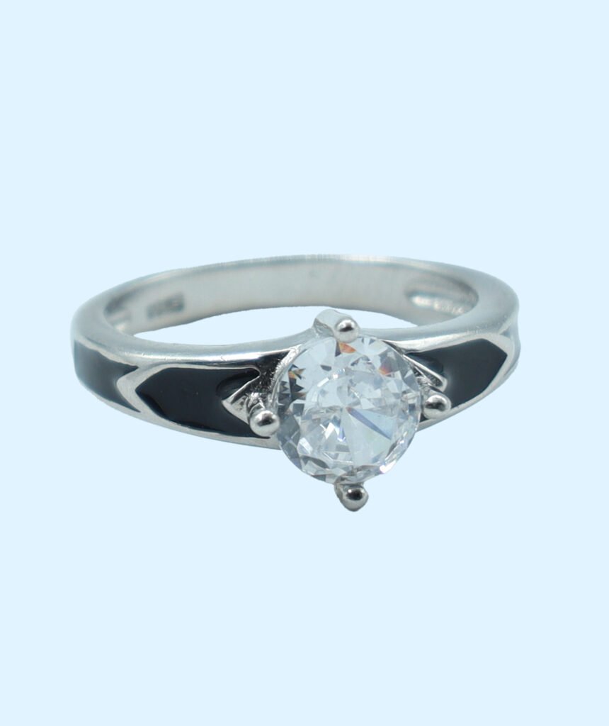 The Dazzling Black Enamel Silver Ring - Dharmik Jewels