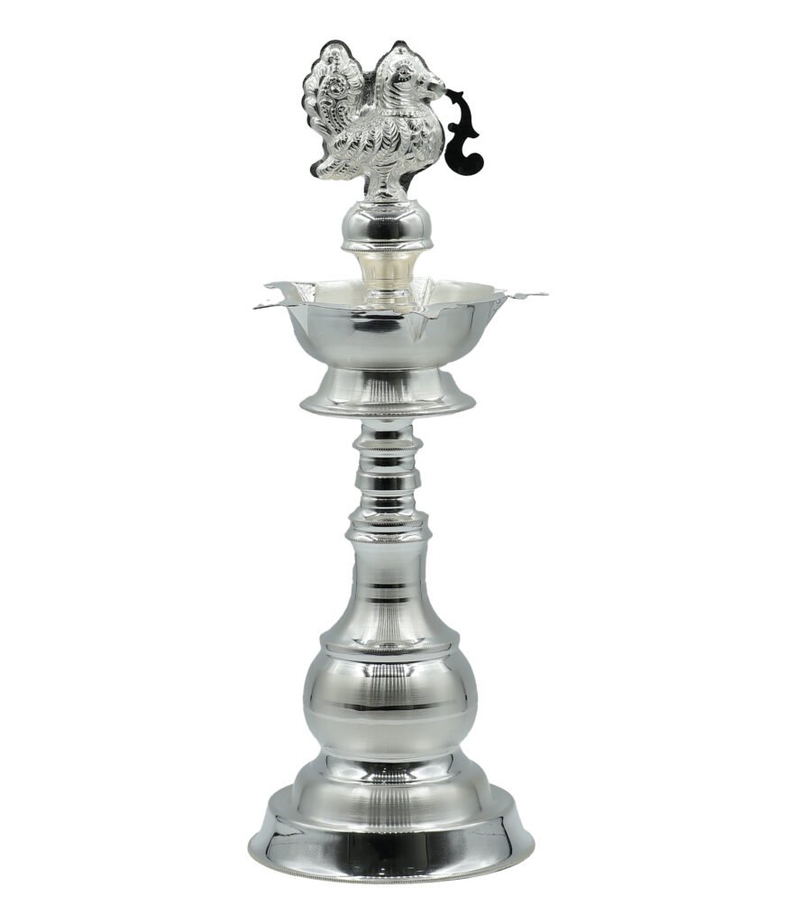 Pure Silver Kuthu Vilakku Set for Pooja - Dharmik Jewels