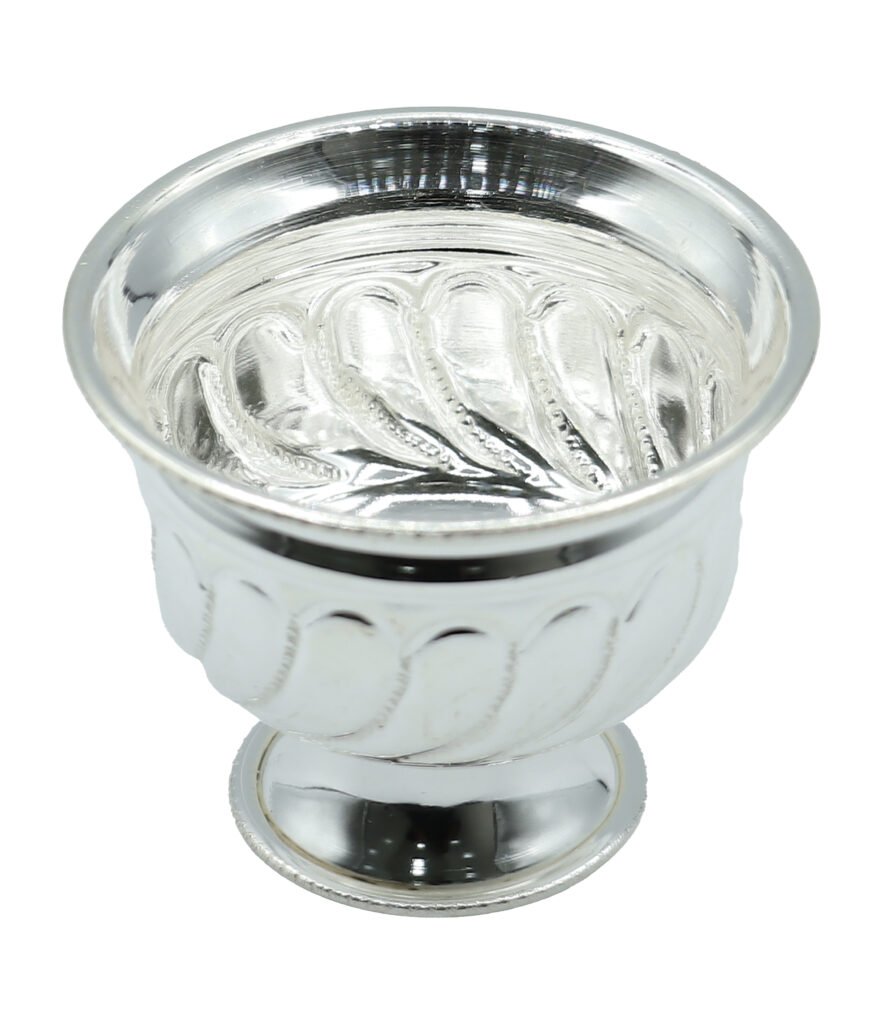 Elegant Pure Silver Kumkum Bowl Set for Pooja - Dharmik Jewels